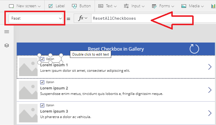 How To Reset Checkbox Control In Gallery In Powerapps